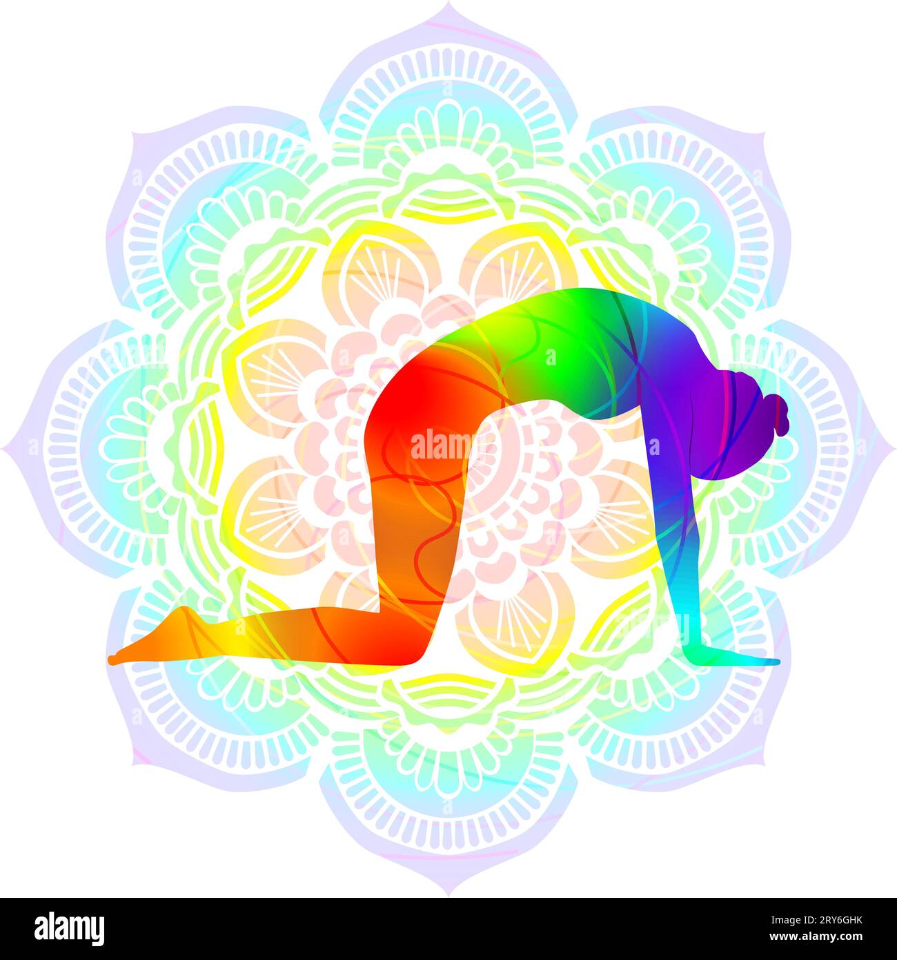 Silhouette yoga posture. Cat pose. Marjariasana or Bidalasana. Isolated ...