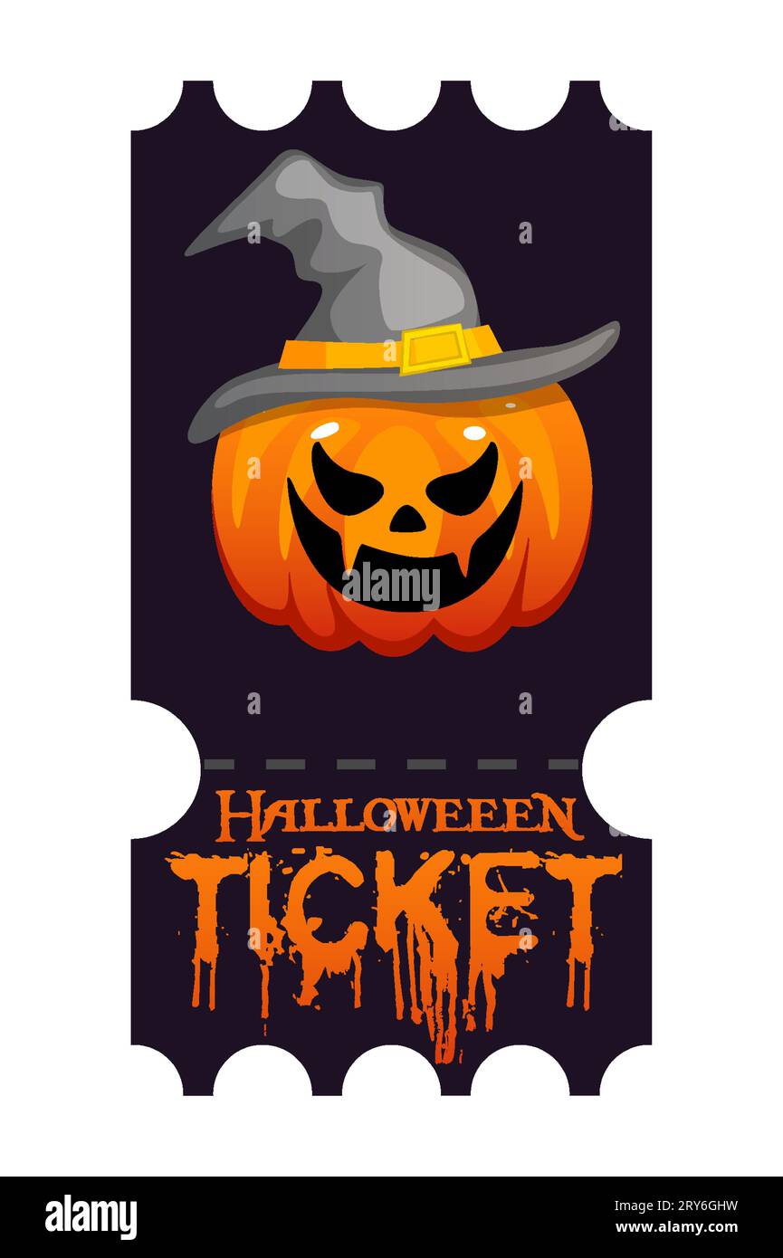 Halloween party ticket template with pumpkin. Vector flyer Stock Vector ...