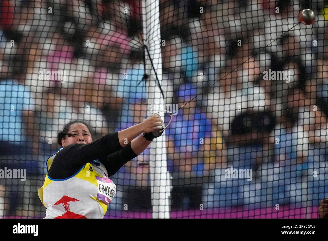 Malaysia's Grace Wong Xiu Mei competes during the women's hammer throw ...