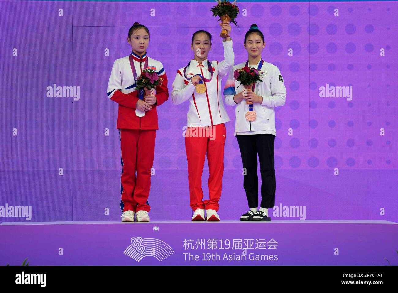 Gold medalist China's Jin Zhang, center, silver medalist North Korea's ...