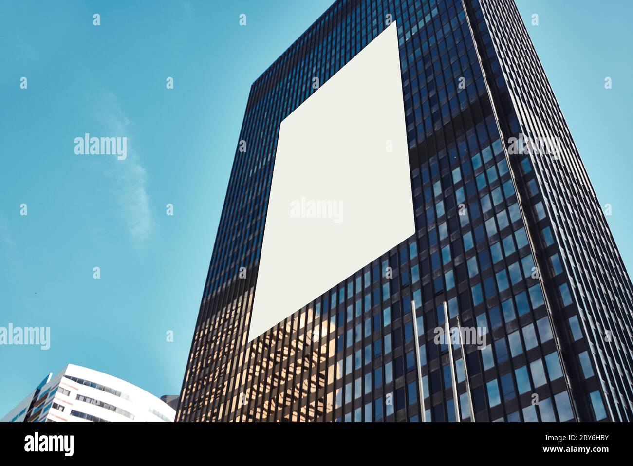 City building, mockup space and billboard, commercial product or logo ...
