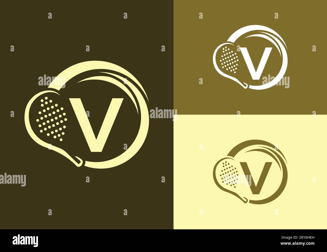 Letter V With Padel Racket Logo Design Vector Template. Beach Table ...