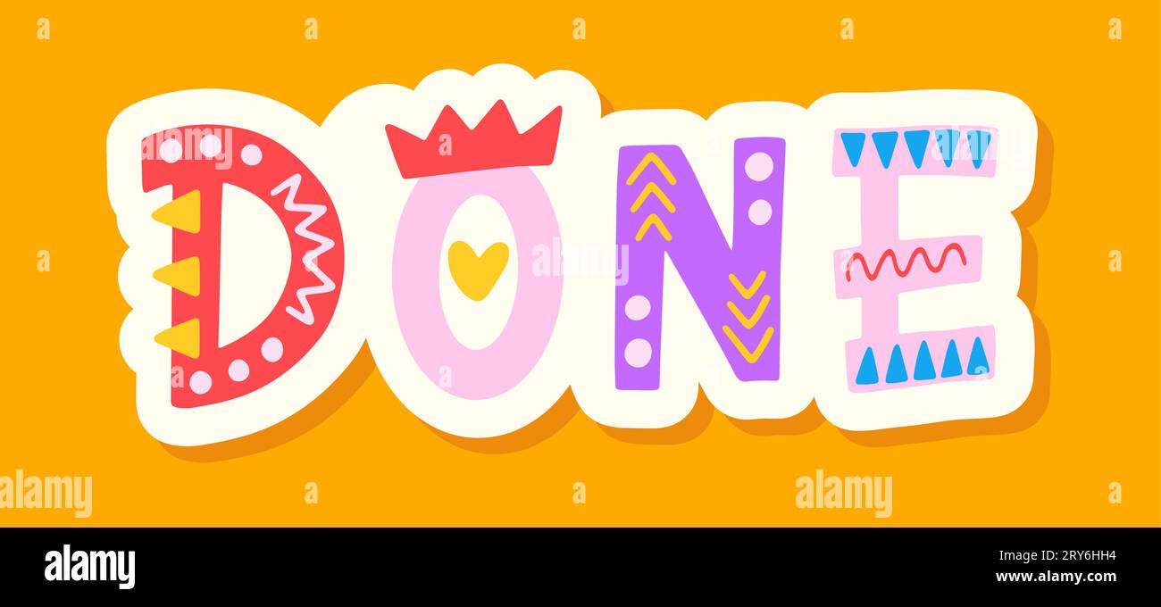 Done Decorative Lettering Word Typography Design Stock Vector Image ...