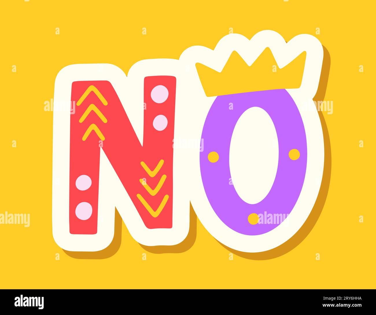 No Decorative Lettering Word Typography Sticker Stock Vector Image ...