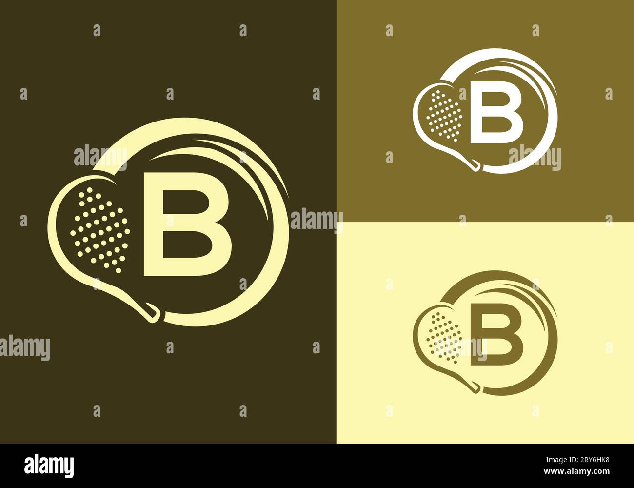 Letter B With Padel Racket Logo Design Vector Template. Beach Table ...