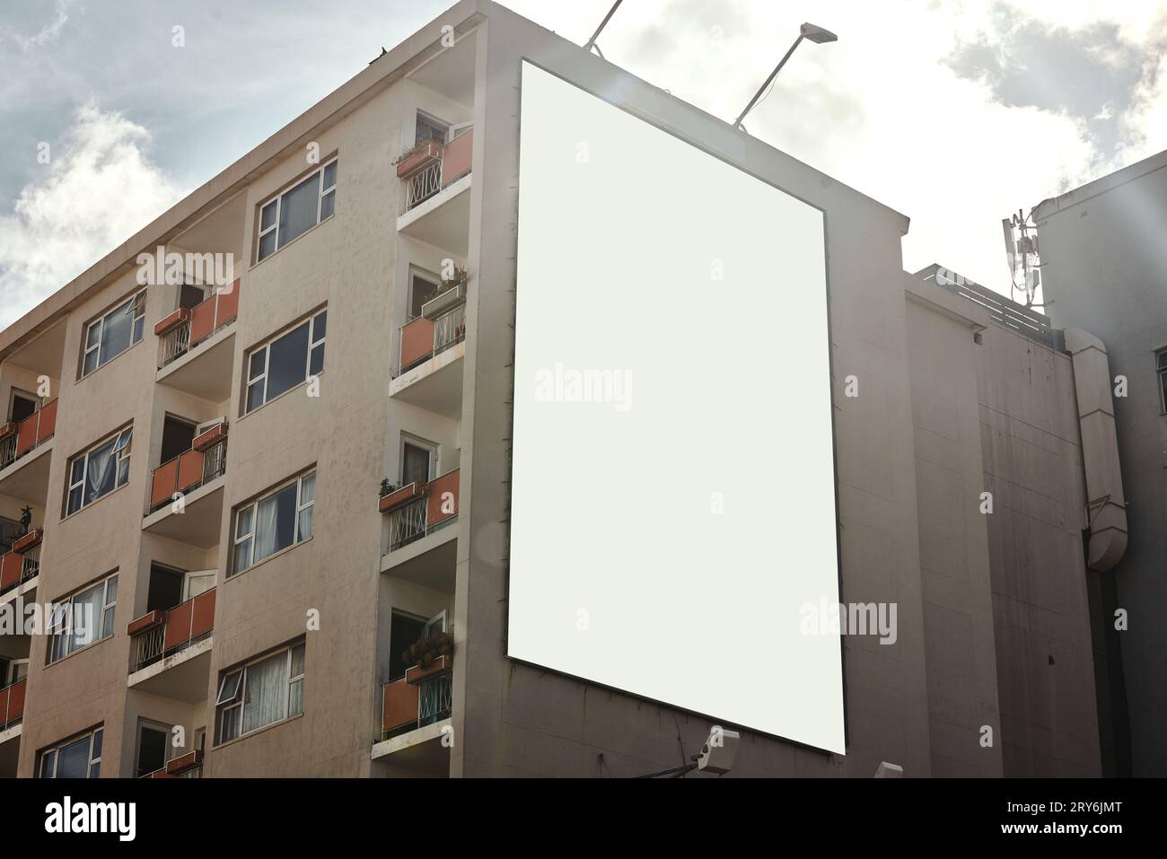 Apartment building, mockup space and advertising billboard, commercial ...