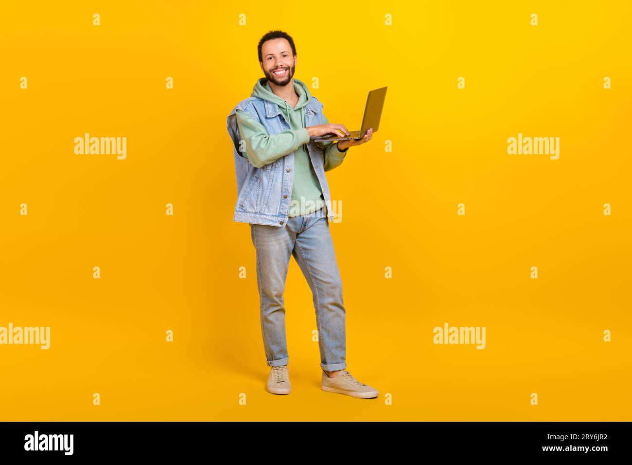 Full body length size photo of hispanic working businessman distance ...