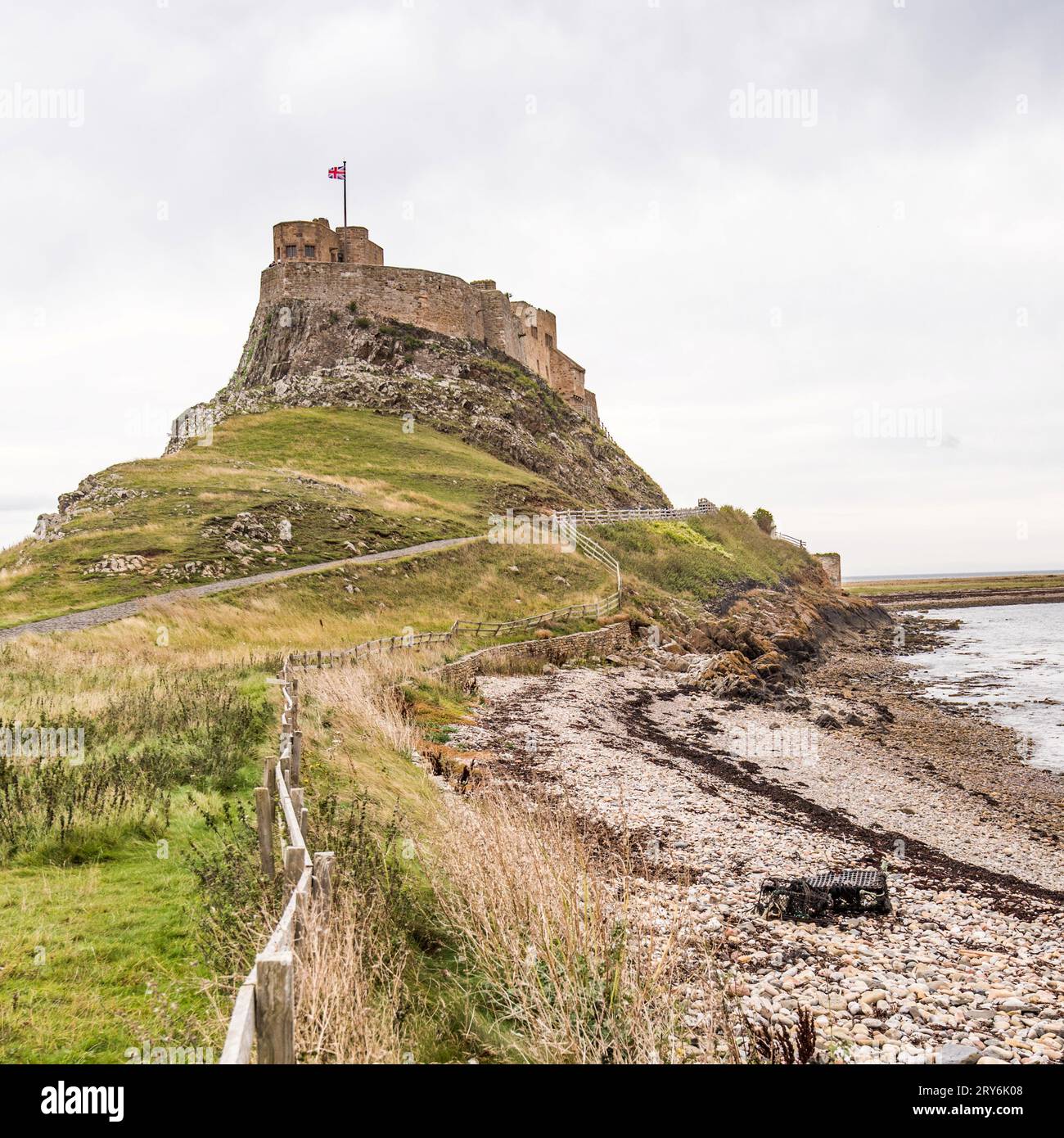 Lindisfarne Castle & shore, Holy Island, Northumberland Stock Photo - Alamy