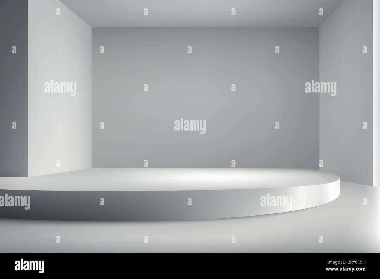 3d realistic empty stage on show room background. Product presentation ...