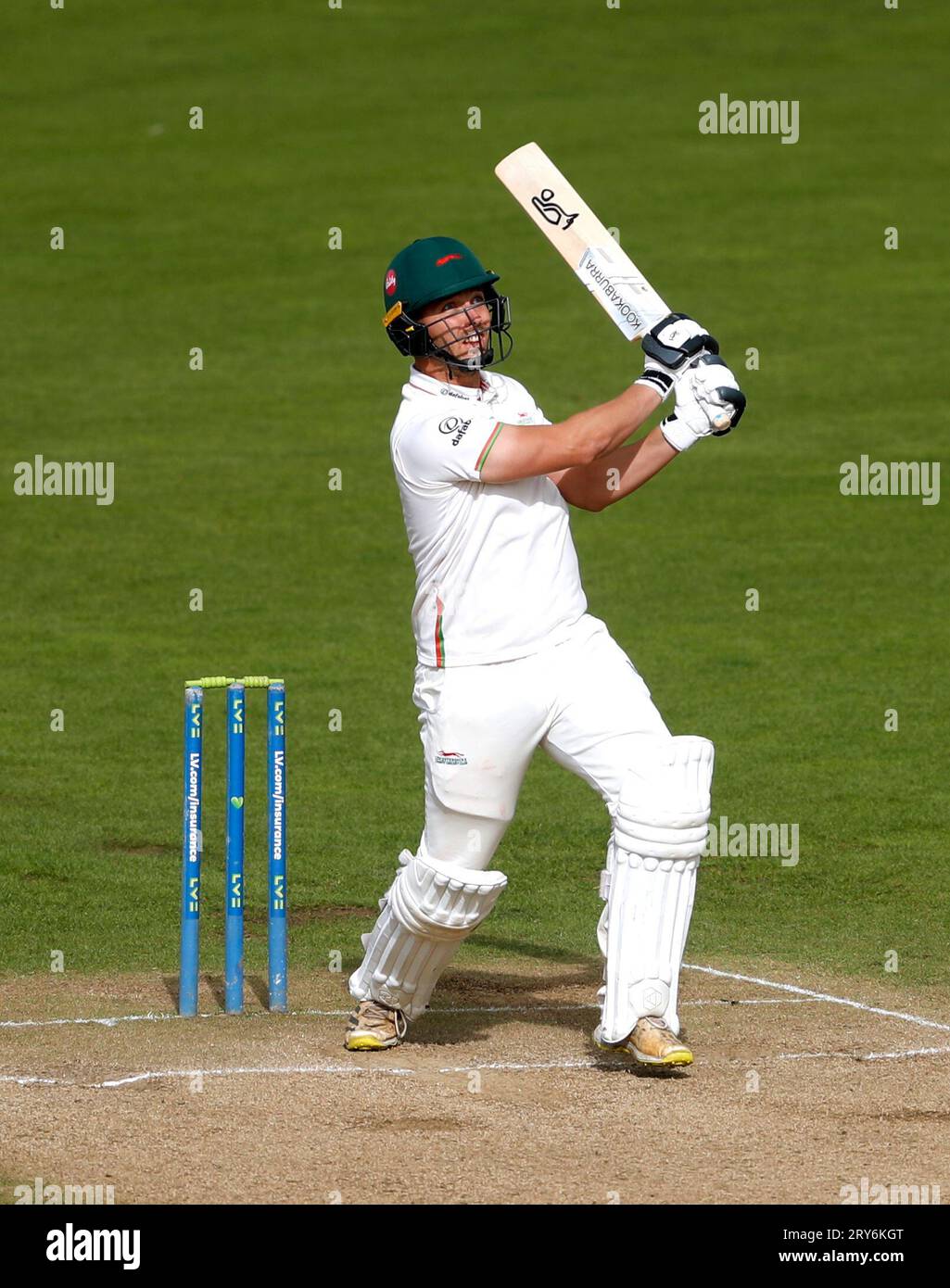 Leicestershire's Will Davis bats during day four of the LV= Insurance ...
