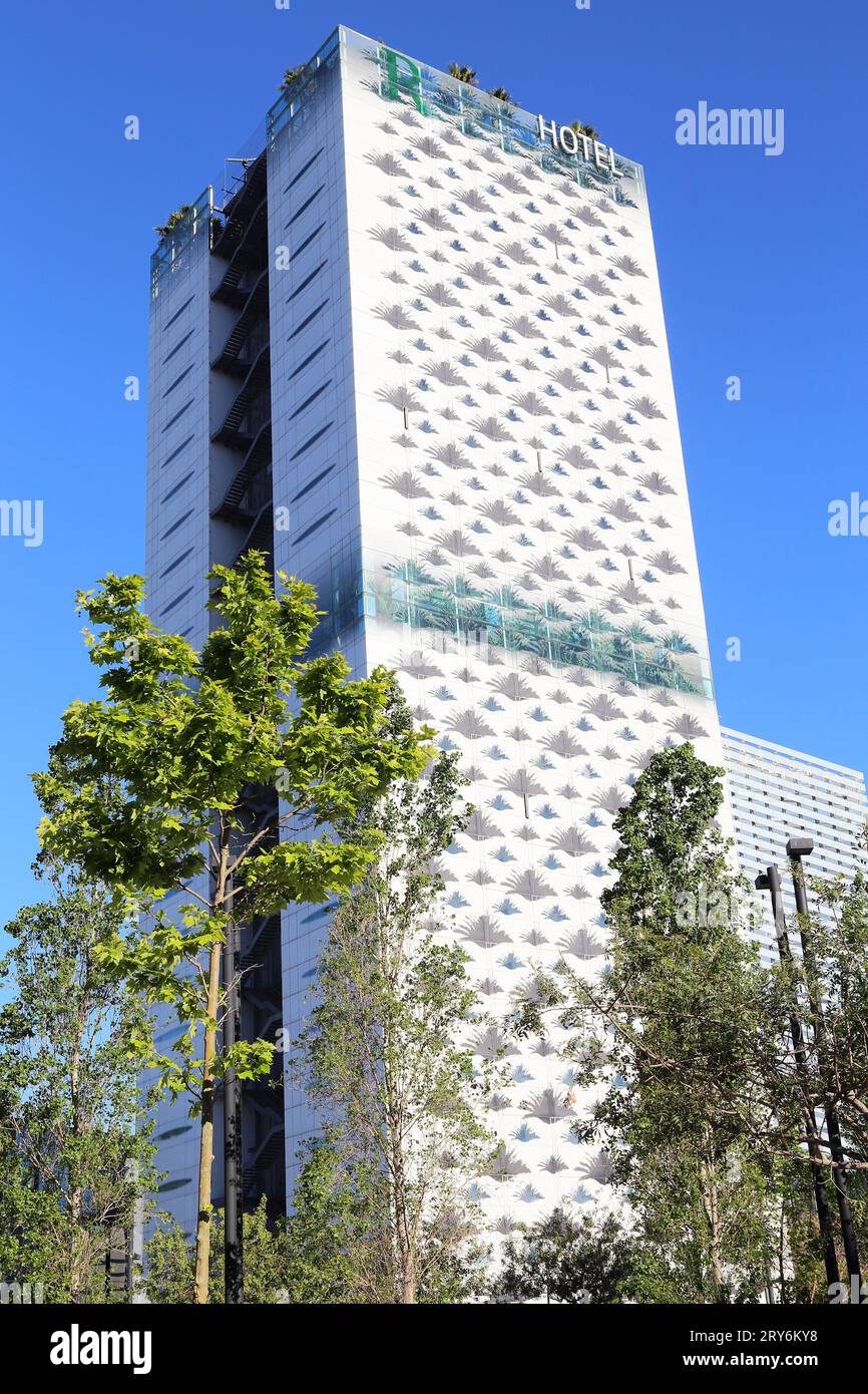 BARCELONA, SPAIN - MAY 12, 2017: This is one of the modern high-rise ...