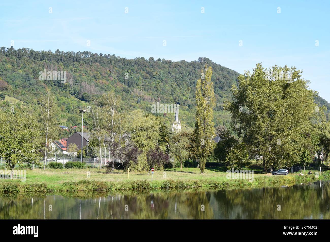 almost empty camping site at the river Stock Photo - Alamy