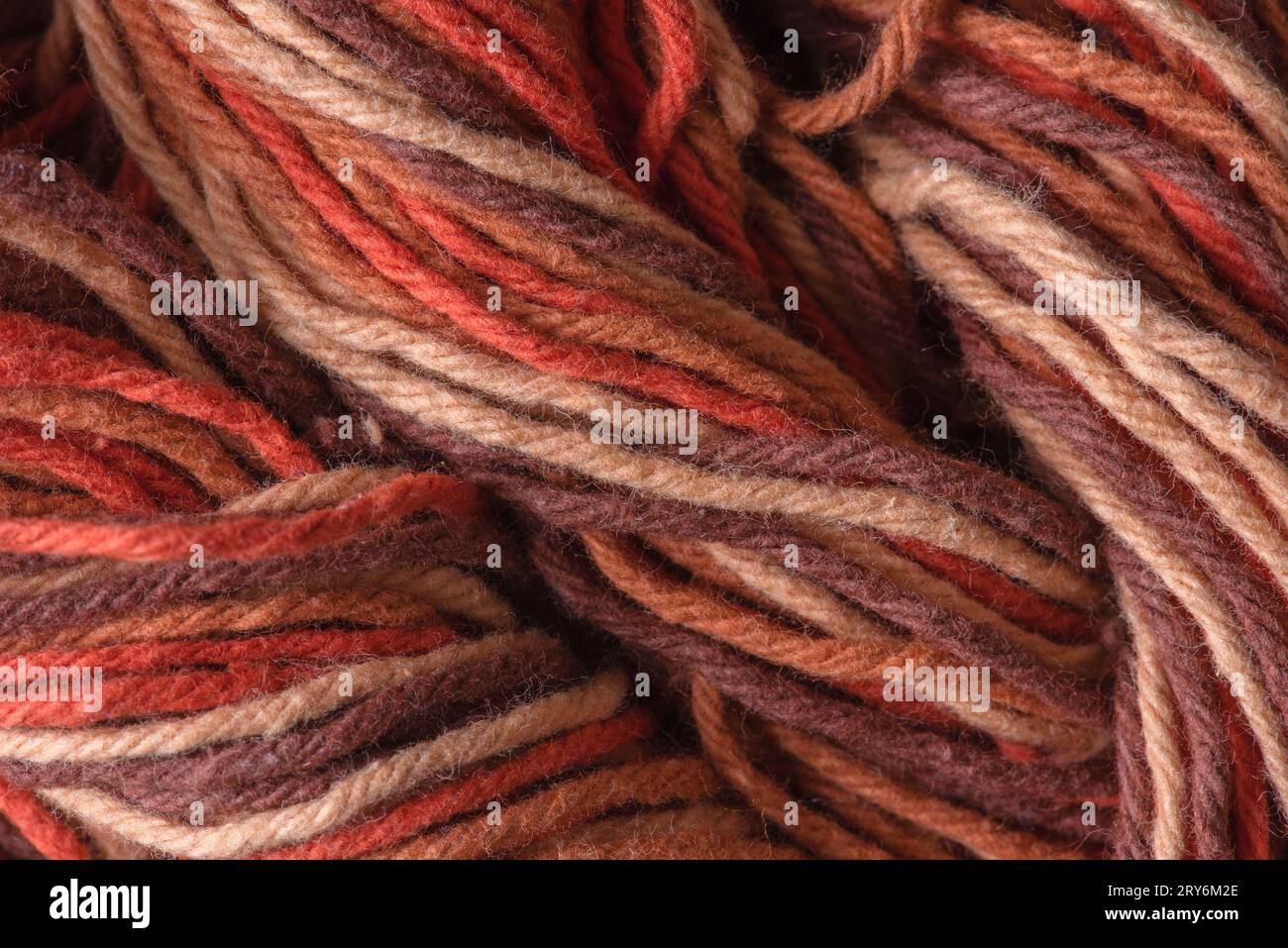 Close-up colorful wool for knitting and weaving, multi colored tangled ...