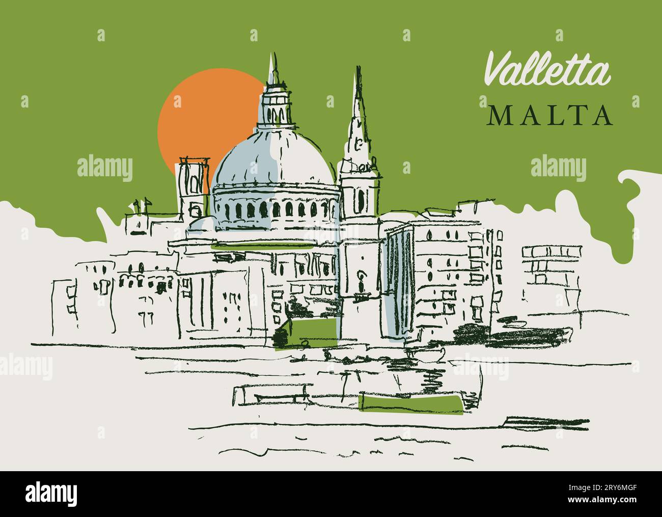 Vector hand drawn sketch illustration of the dome of St. Paul's ...