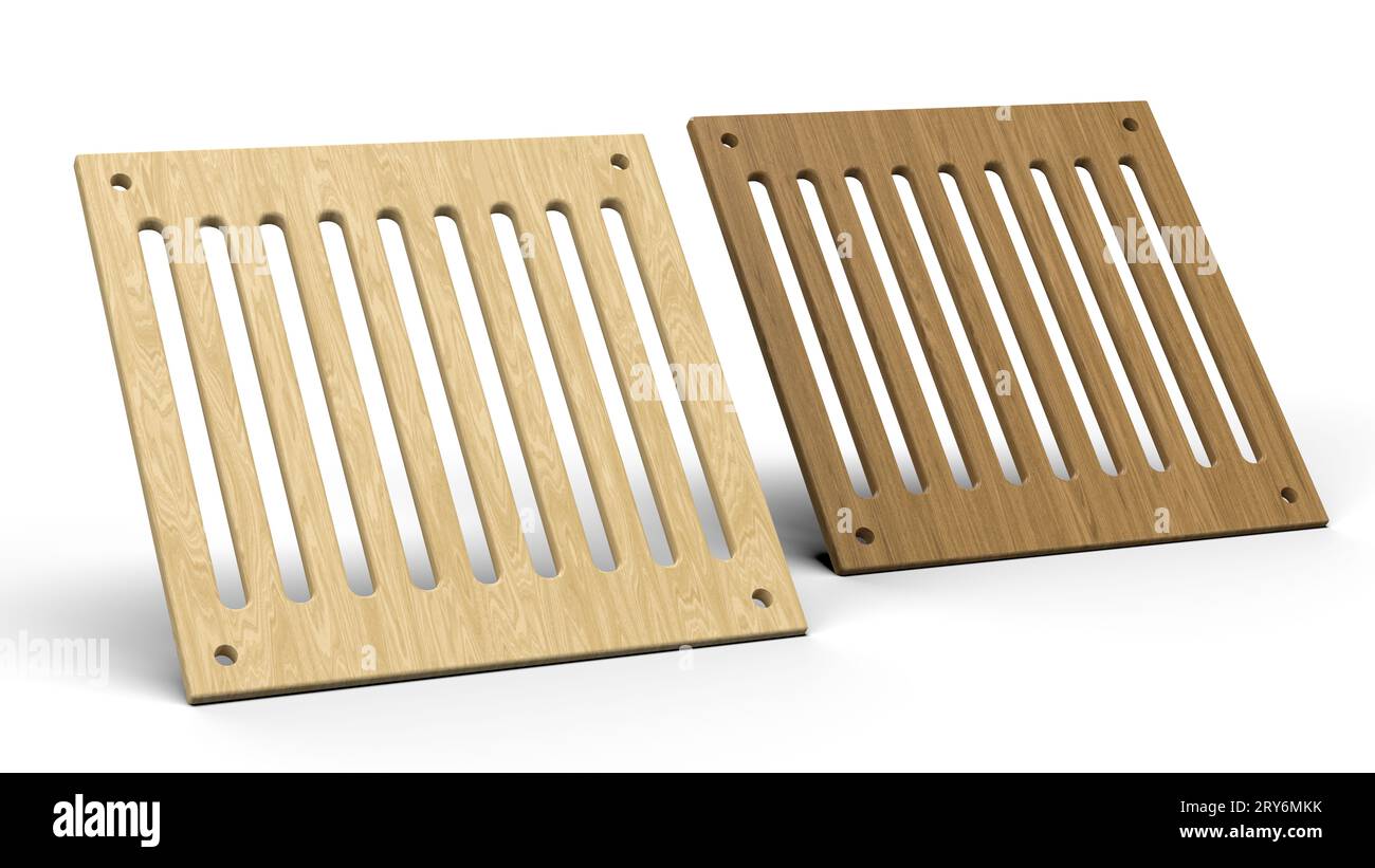 Wooden Rectangular Ventilation plates. Square design. 3d render ...