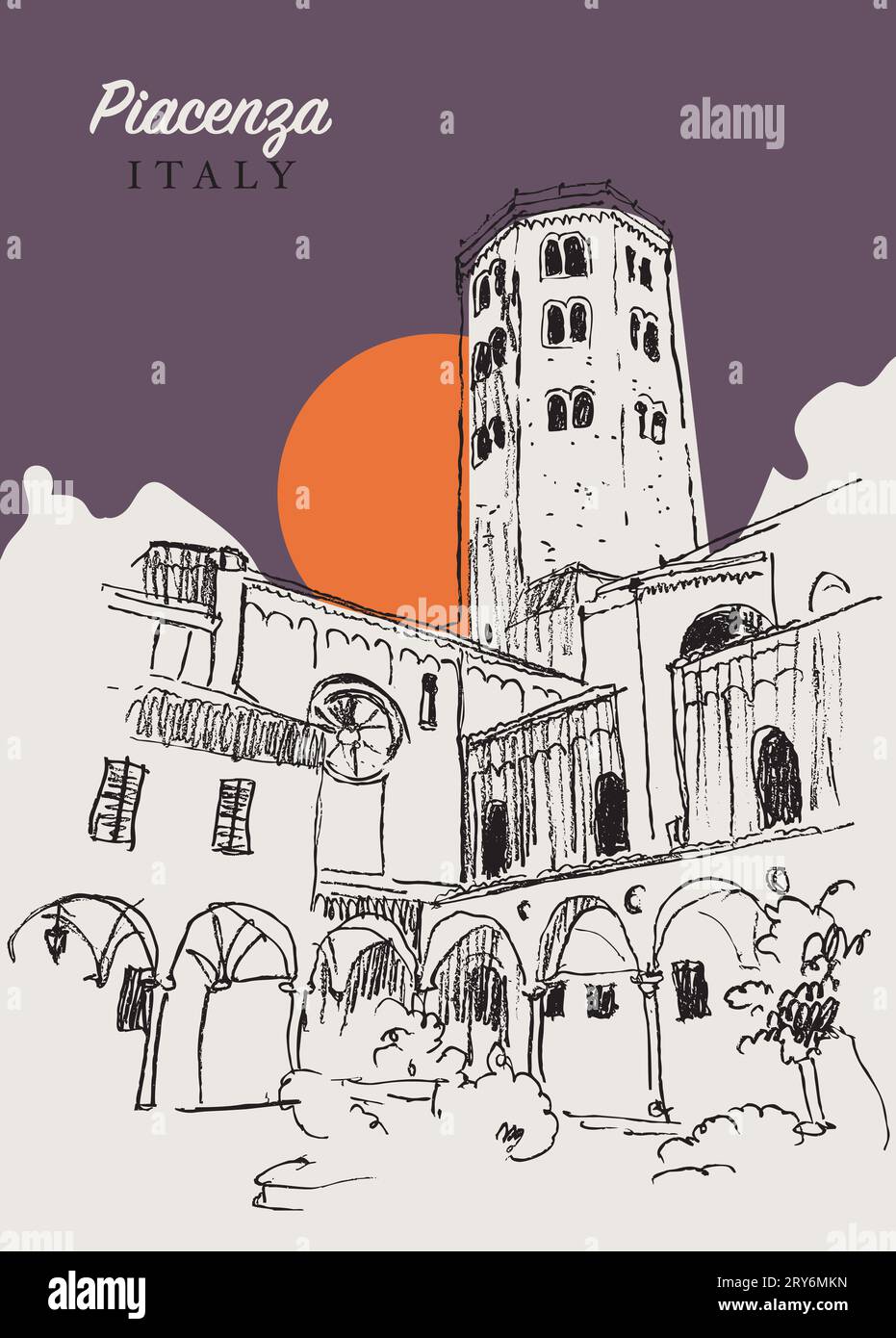 Vector hand drawn sketch illustration of Sant'Antonio church in ...