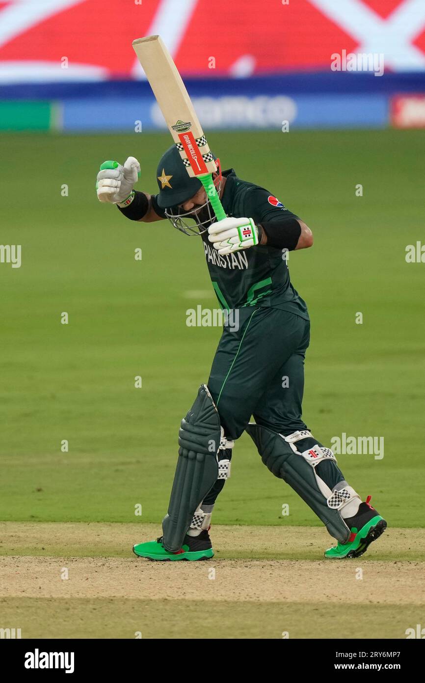 Pakistan's Mohammad Rizwan celebrates his century during the ICC ...