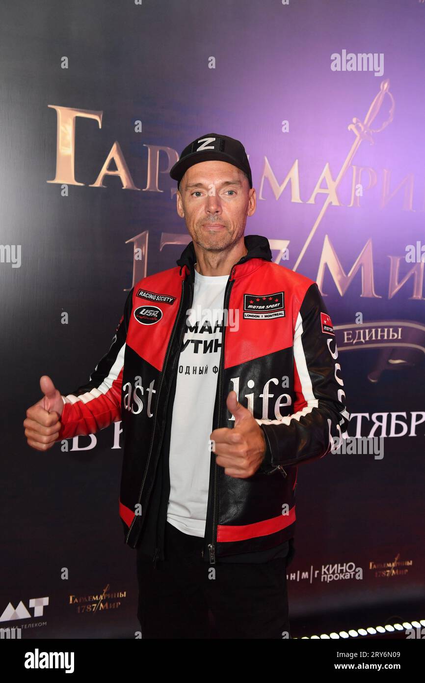 Moscow. Actor Mikhail Mamaev at the premiere of the film "Midshipmen 1787. The World" in ...