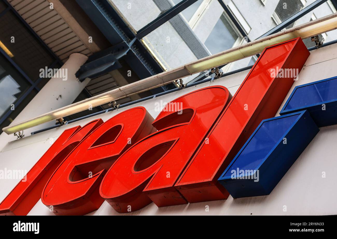 Cologne, Germany. 29th Sep, 2023. A logo hangs above the entrance to a ...