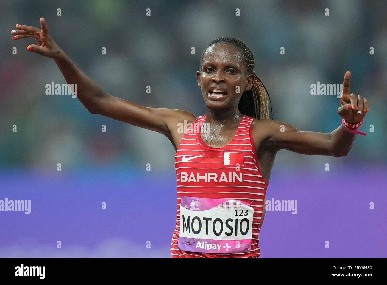 Bahrain's Violah Jepchumba Kilonzo Motosio celebrates after winning the ...