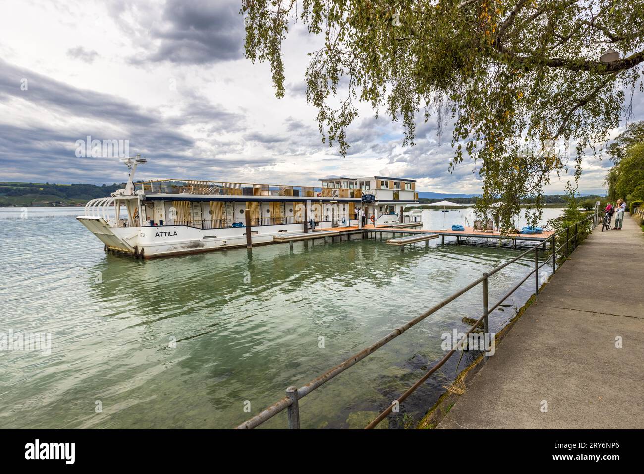 Hotel ship on Lake Murten. Muntelier, Switzerland Stock Photo - Alamy