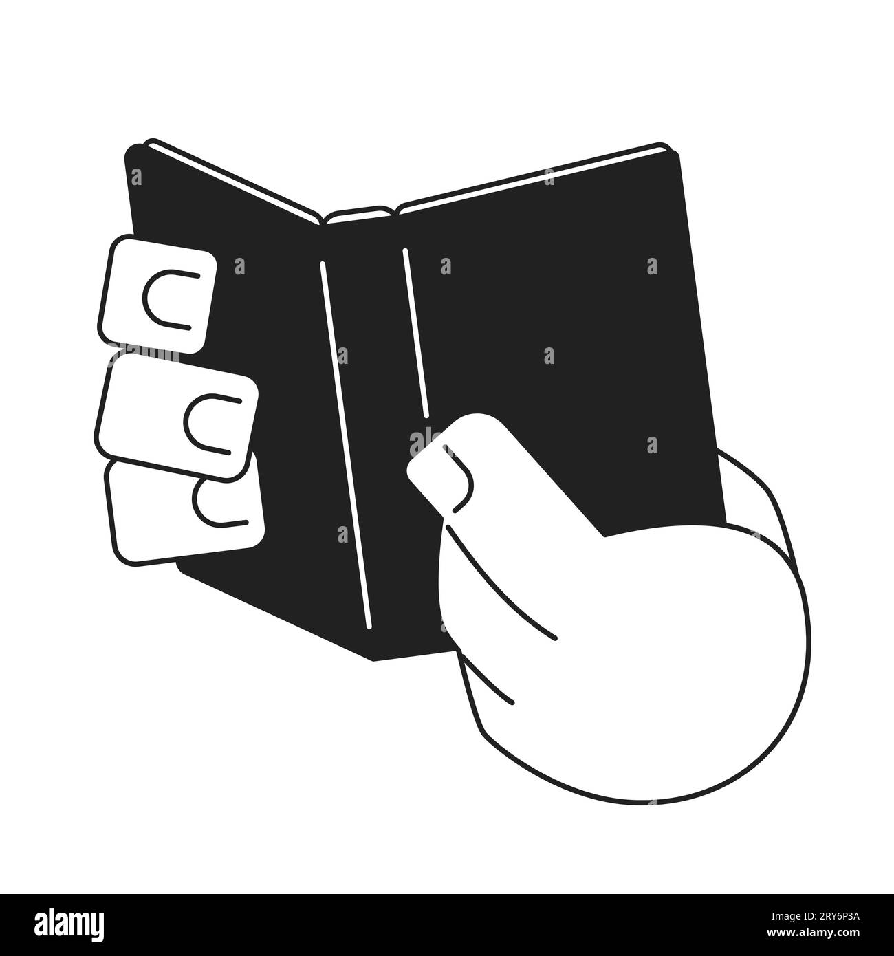 Holding open book cartoon hands outline illustration Stock Vector Image ...