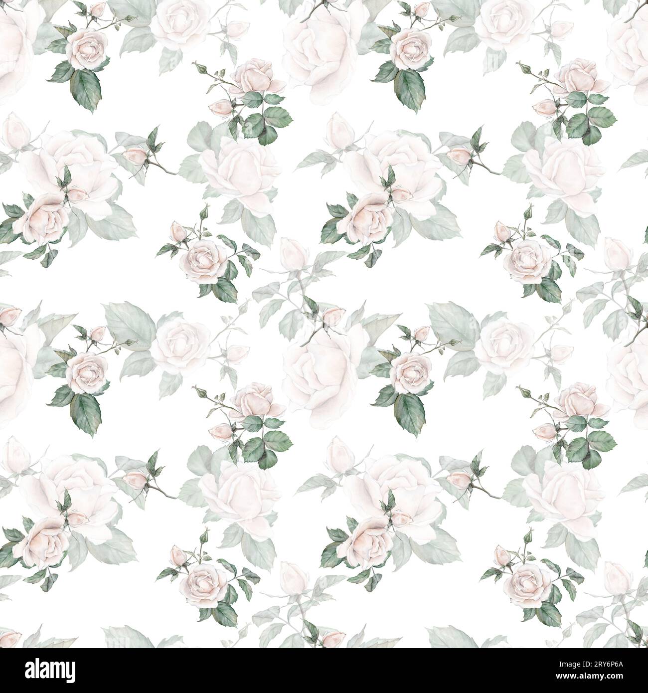 White roses seamless pattern. White roses arrangement. collection ...