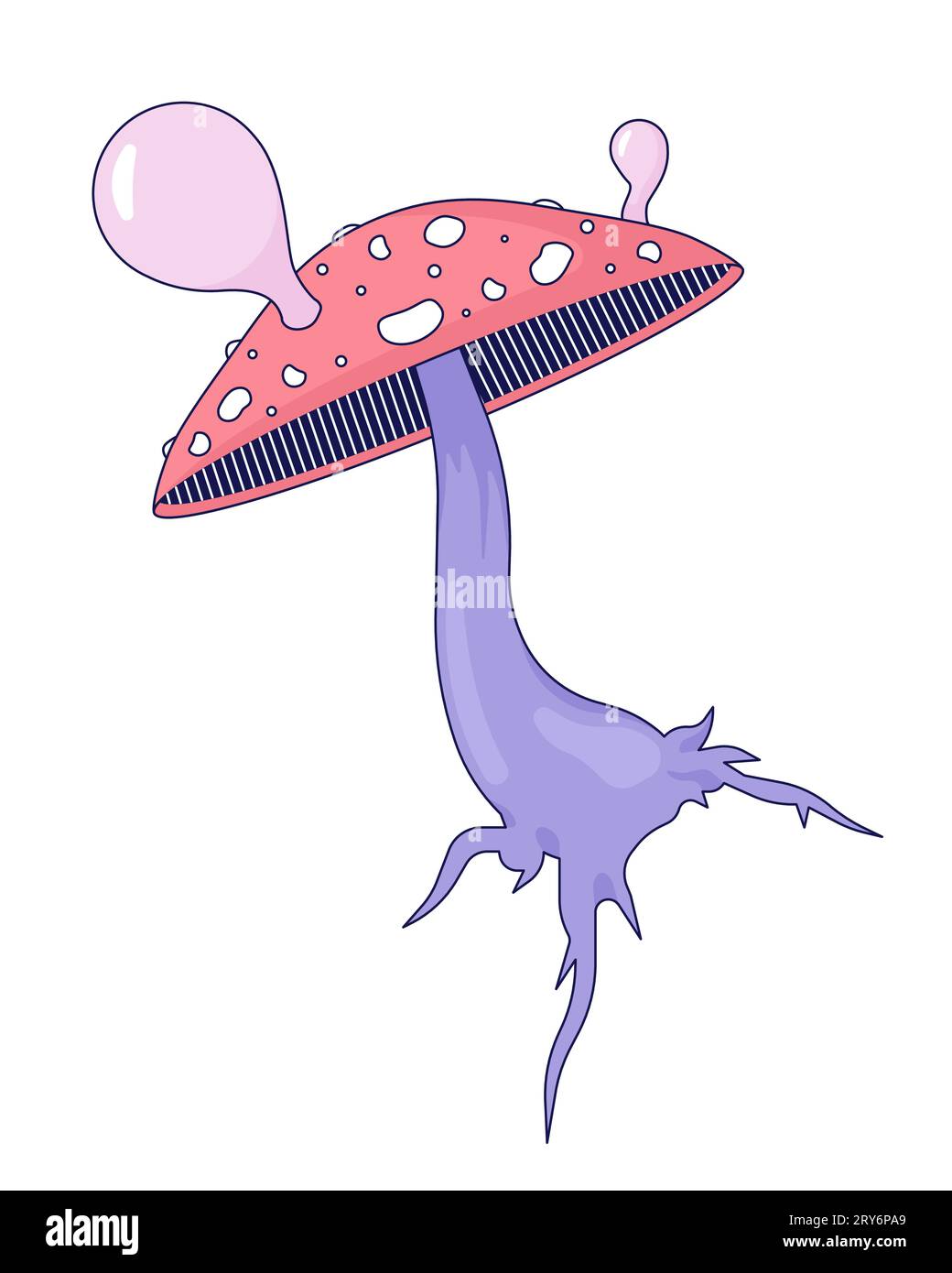 Magic mushroom fly agaric 2D linear cartoon object Stock Vector Image ...