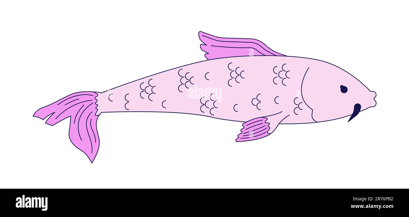 Traditional pondfish 2D linear cartoon character Stock Vector Image ...