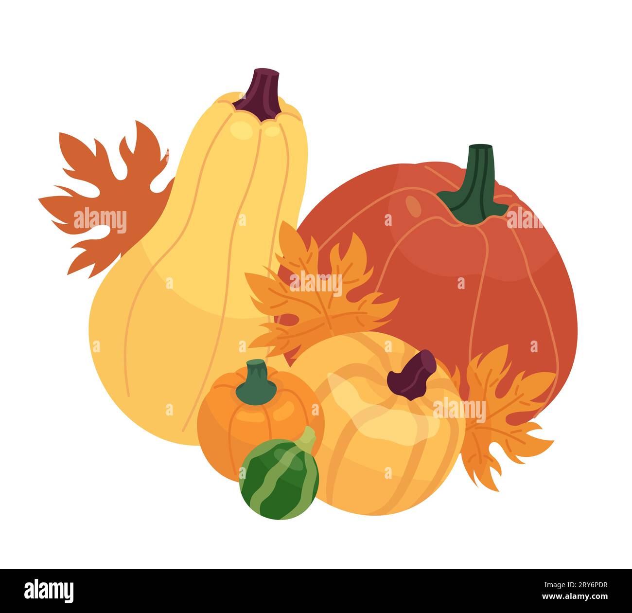 Maple leaves pumpkins 2D cartoon object Stock Vector Image & Art - Alamy