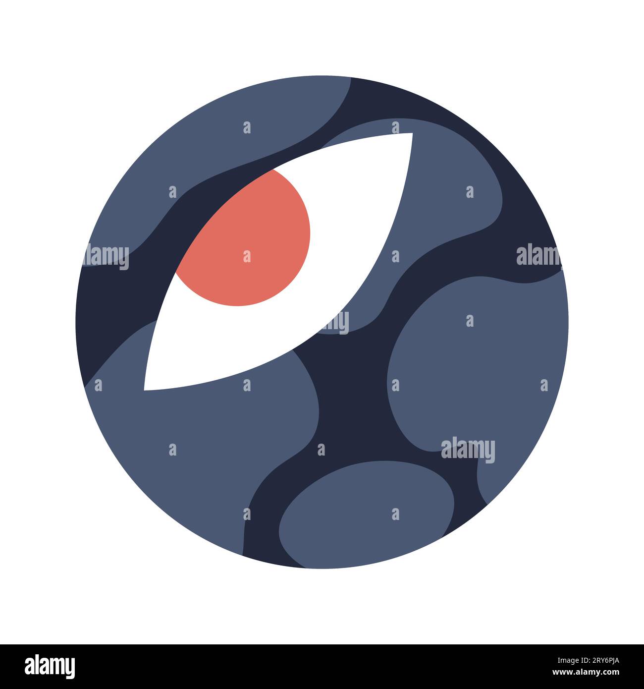 Dark spotted planet with eyeball 2D cartoon conceptual object Stock ...