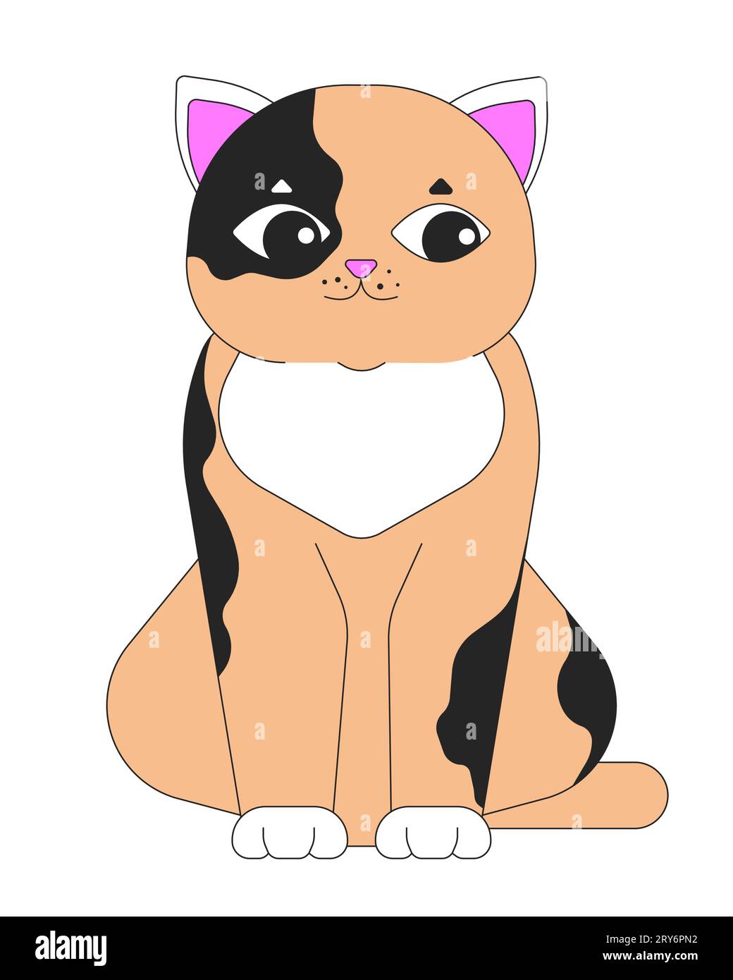 Cute spotted cat looking sideways 2D linear cartoon character Stock ...