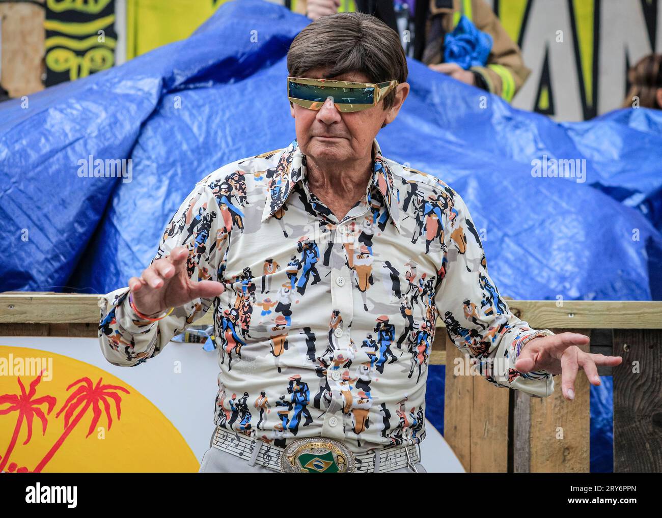A hand made metal whale is assembled for the Notting Hill Carnival ...