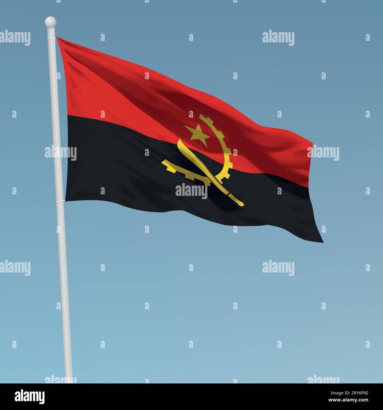 Blue sky background with angola flag Stock Vector Images - Alamy