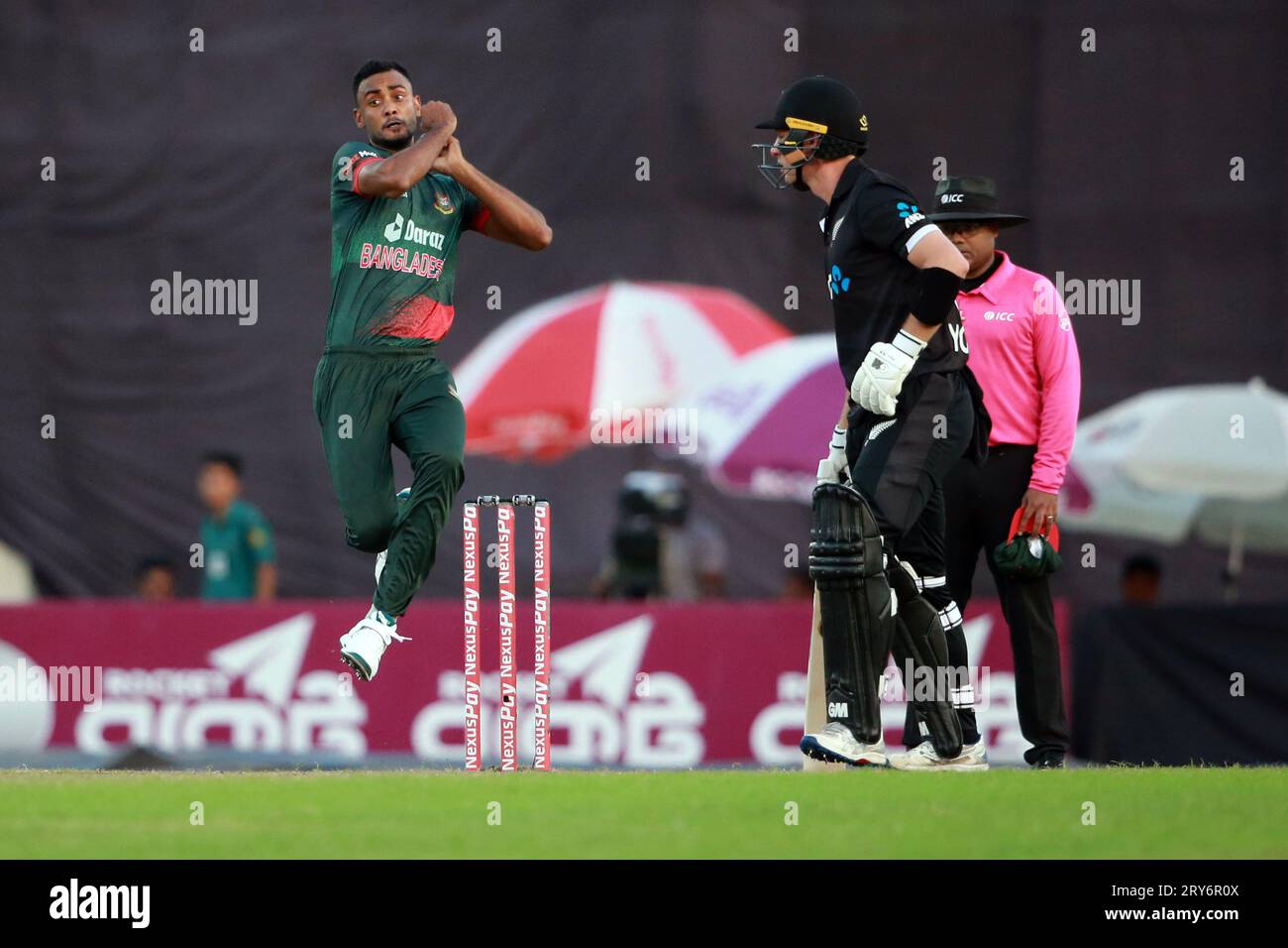 Bangladeshi pace bowler Shariful Islam bowl during the Bangladesh and ...