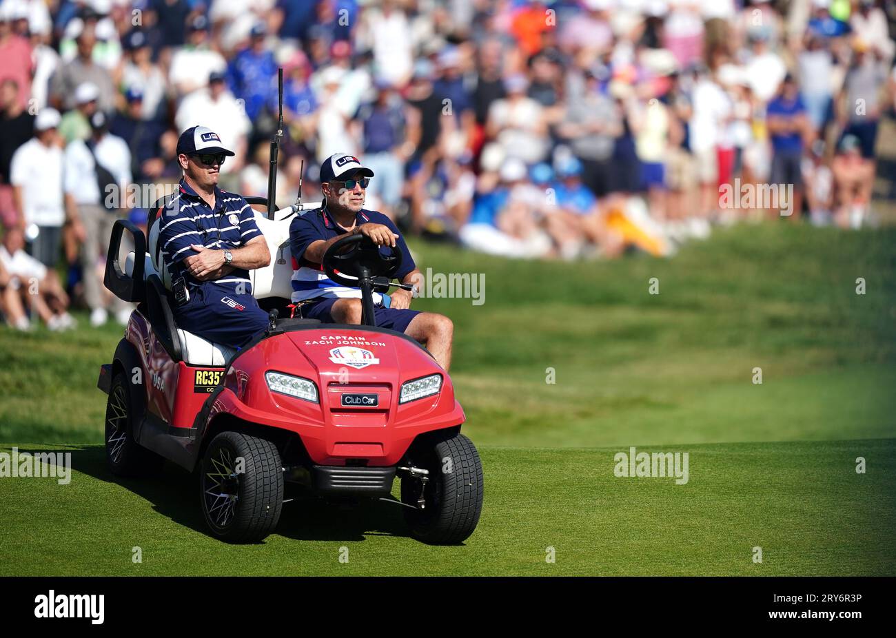 USA Captain Zach Johnson (left) during the fourballs on day one of the ...