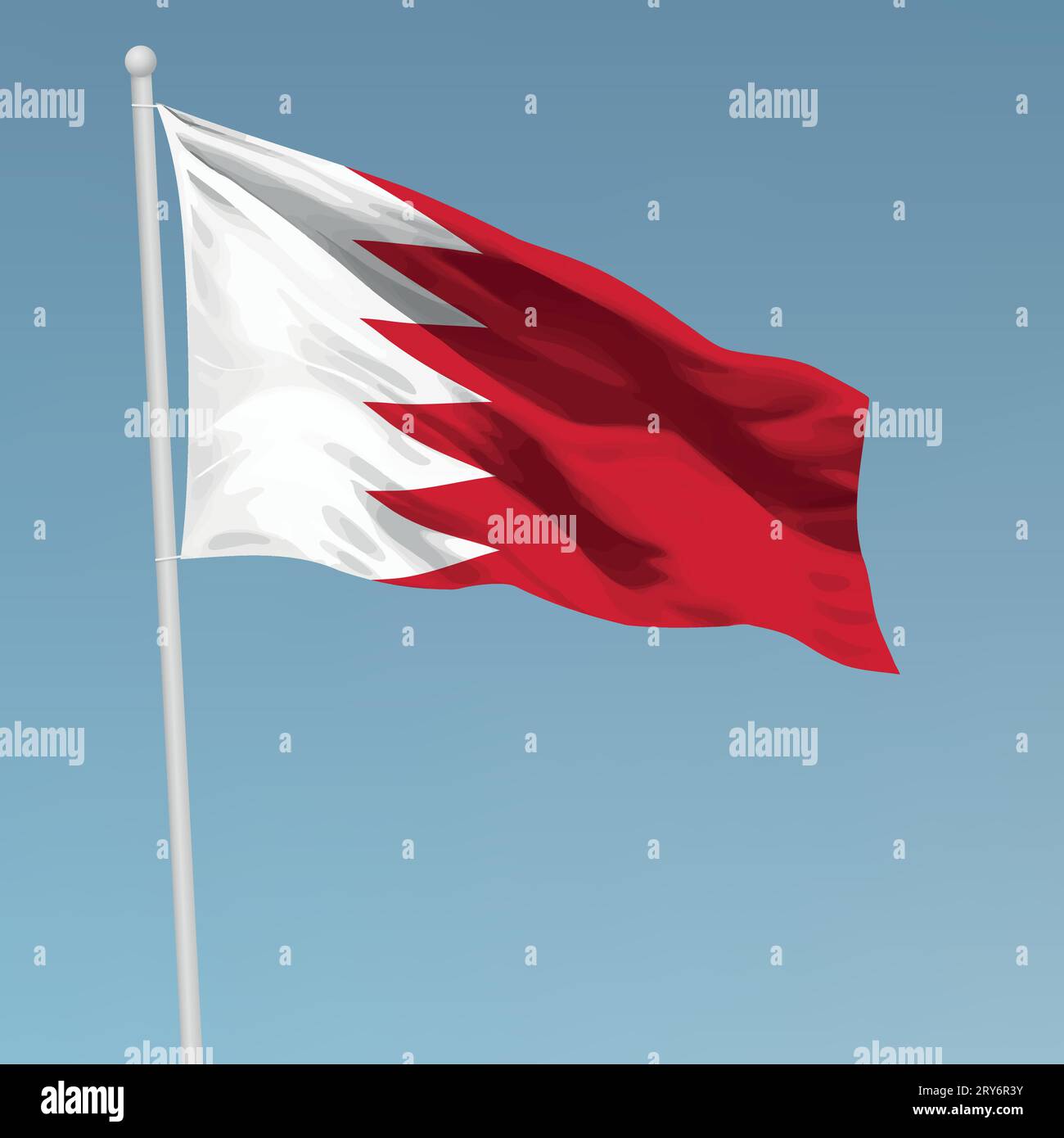 Waving flag of Bahrain on flagpole. Template for independence day ...