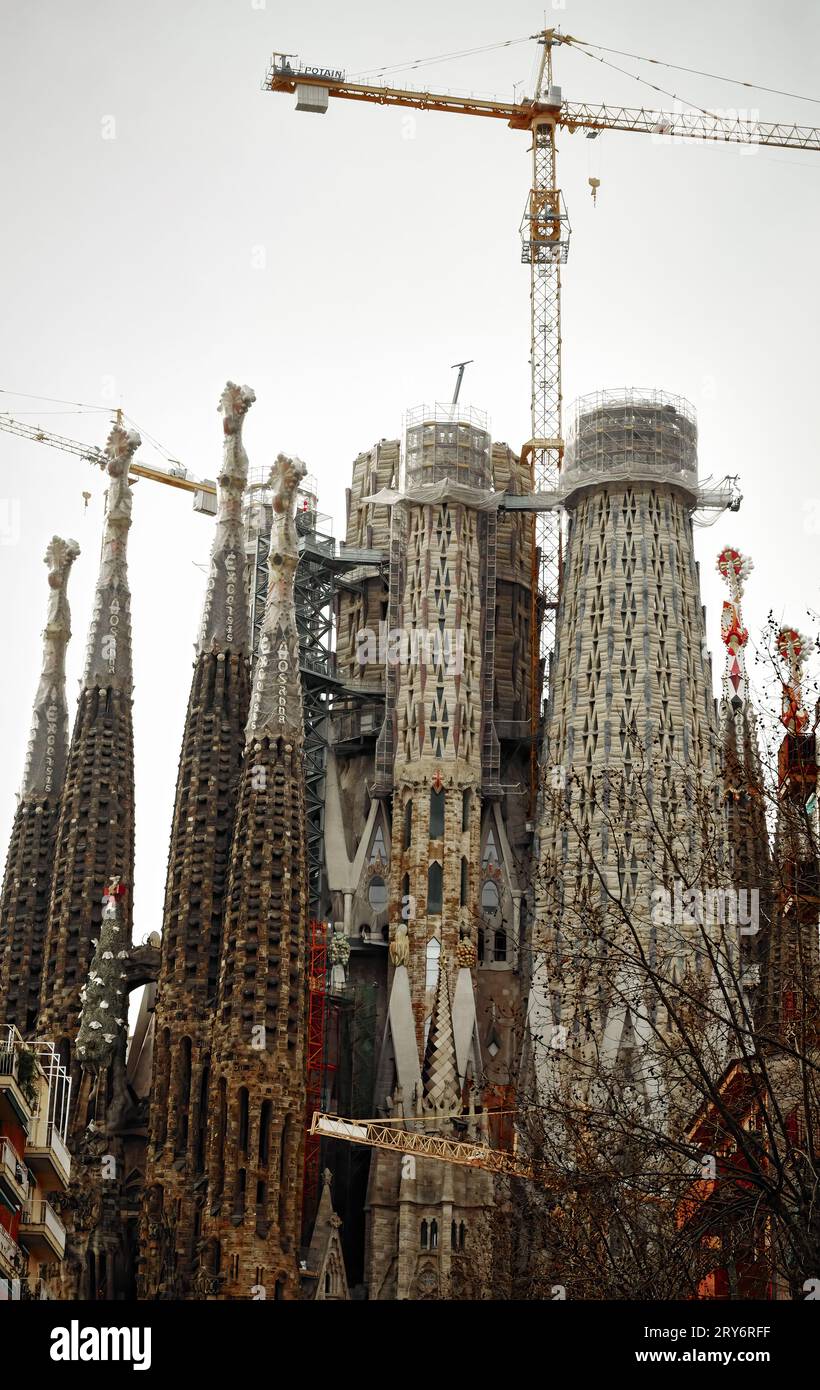 Barcelona, Spain - 1.25.2020: Basilica and Expiatory Church of the Holy ...