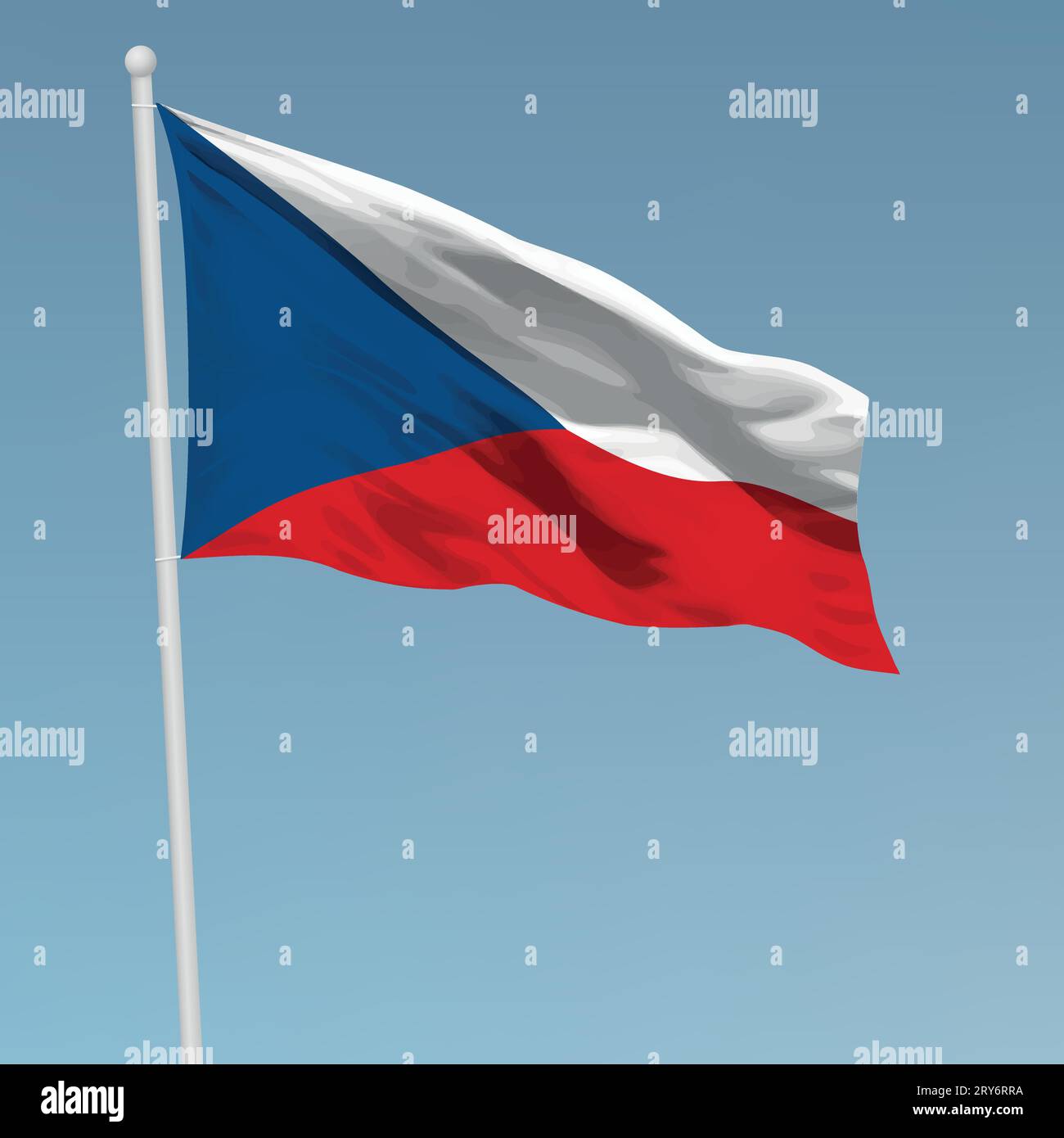 Waving flag of Czechia on flagpole. Template for independence day ...