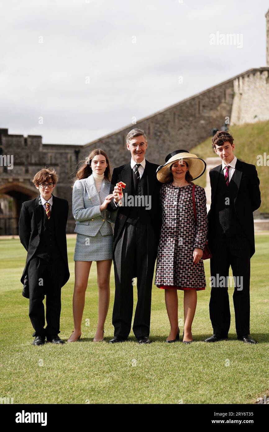Sir Jacob Rees-Mogg with his wife Helen de Chair (second right) and ...