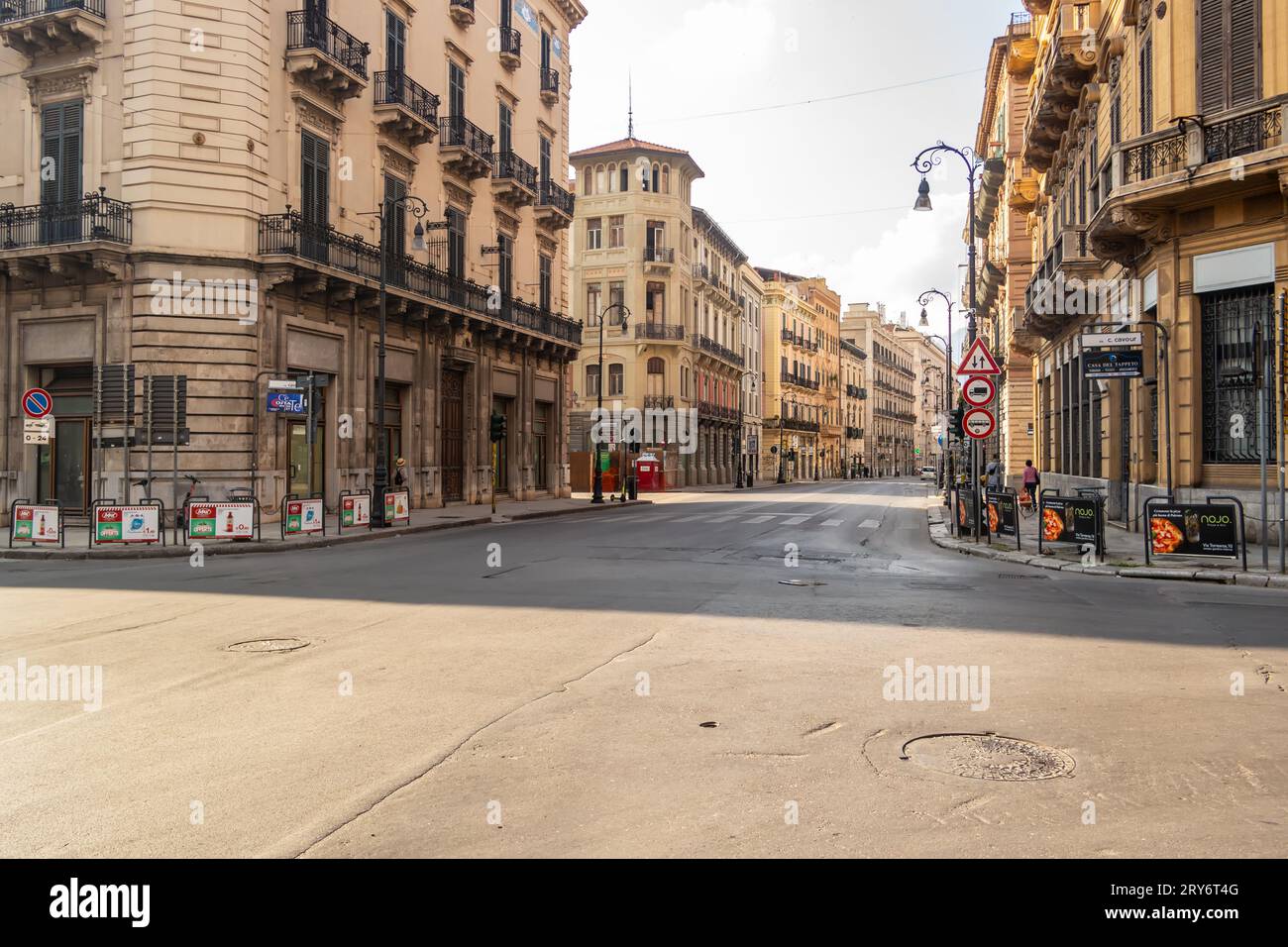 View at a road intersection in the city of Palermo. June 2, 2023 ...