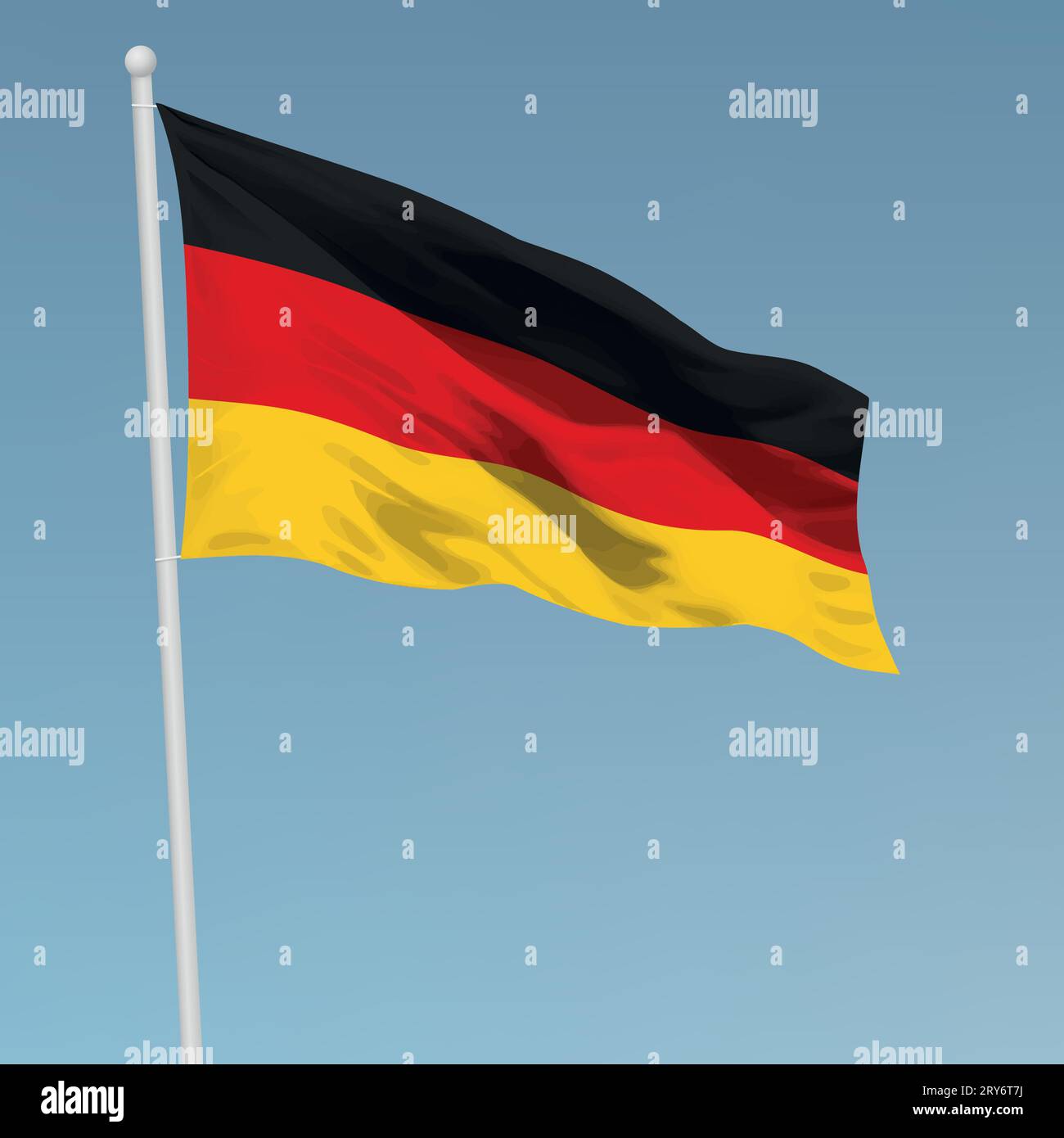 Waving flag of Germany on flagpole. Template for independence day ...