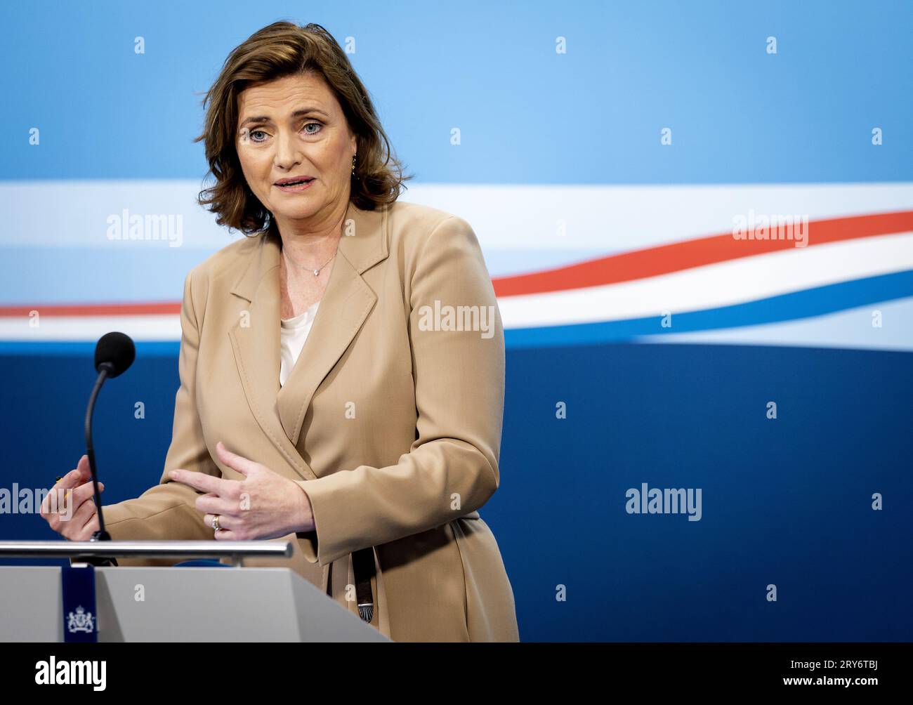 THE HAGUE - Deputy Prime Minister Karien van Gennip speaks to the press ...