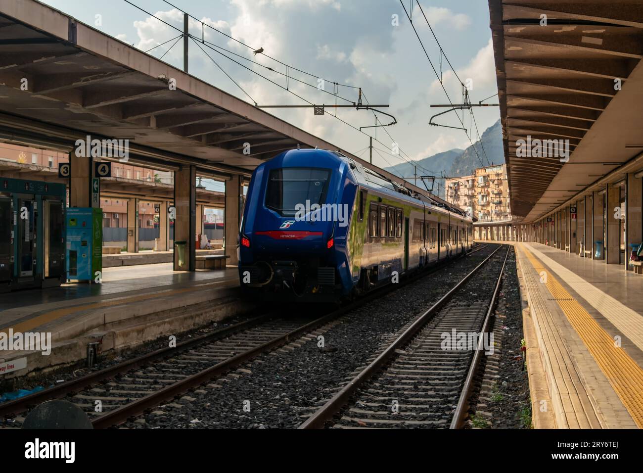 View between the tracks with train of Palermo station. June 2, 2023 ...