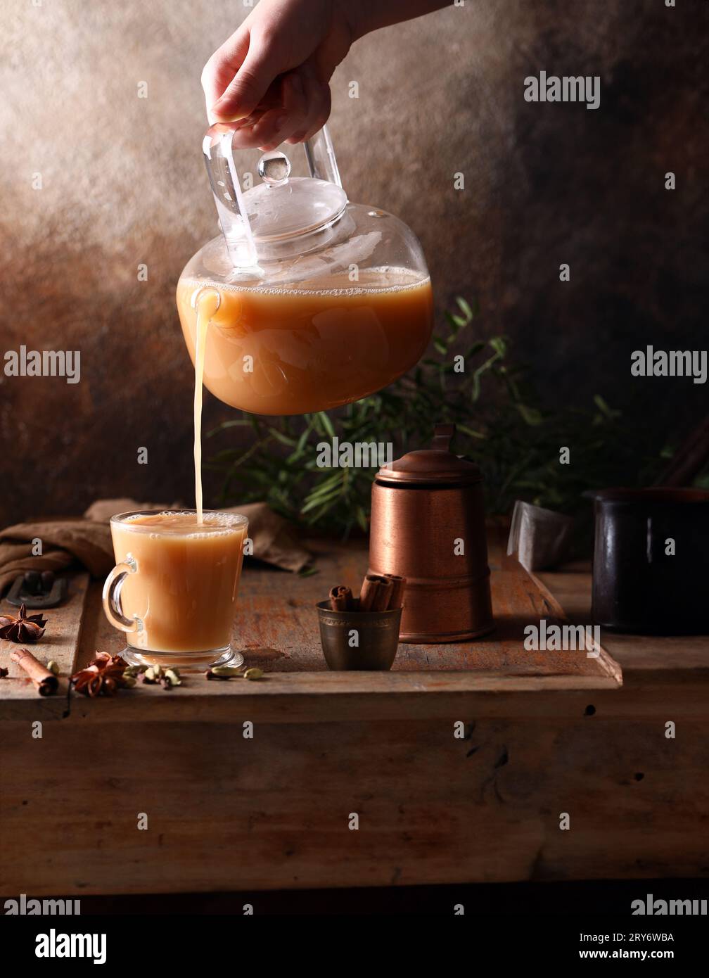 traditional masala tea with spices Stock Photo - Alamy