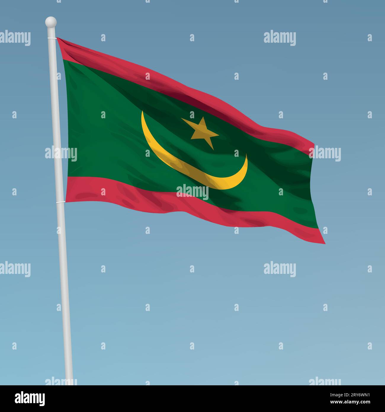 Flag mauritania waving on flagpole hi-res stock photography and images ...