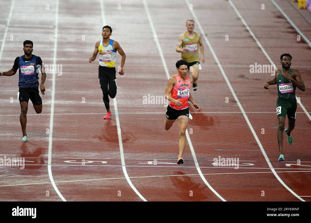 Hangzhou, China's Zhejiang Province. 29th Sep, 2023. Athletes compete ...