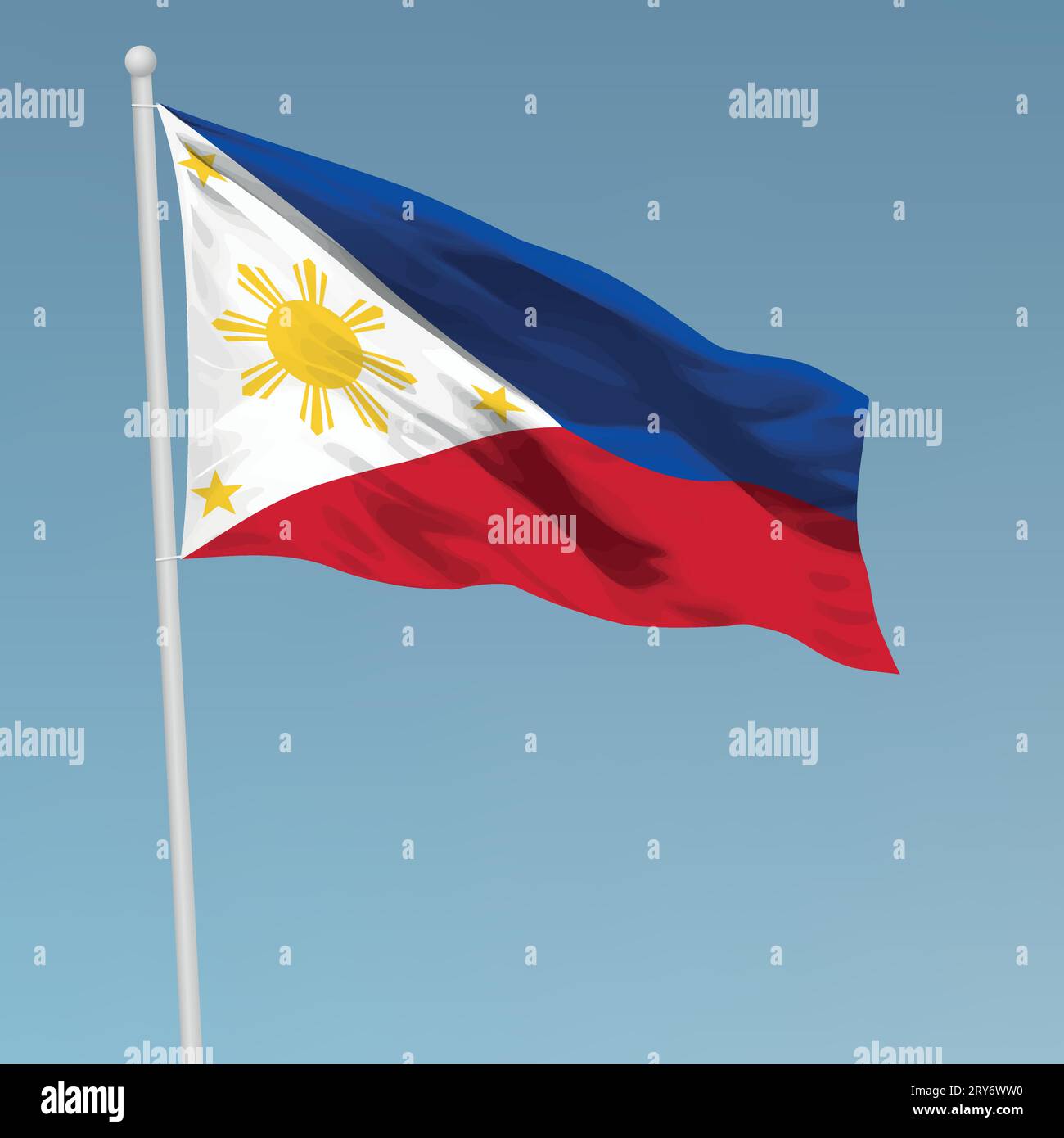 Waving flag of Philippines on flagpole. Template for independence day ...
