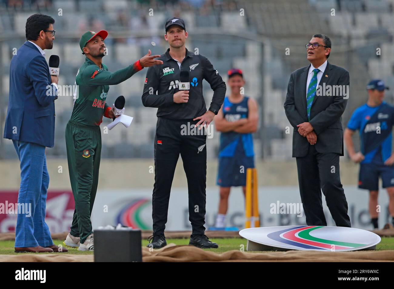 Bangladeshi captain Nazmul Hasan Shanto 2nd Left toss the coin as New ...