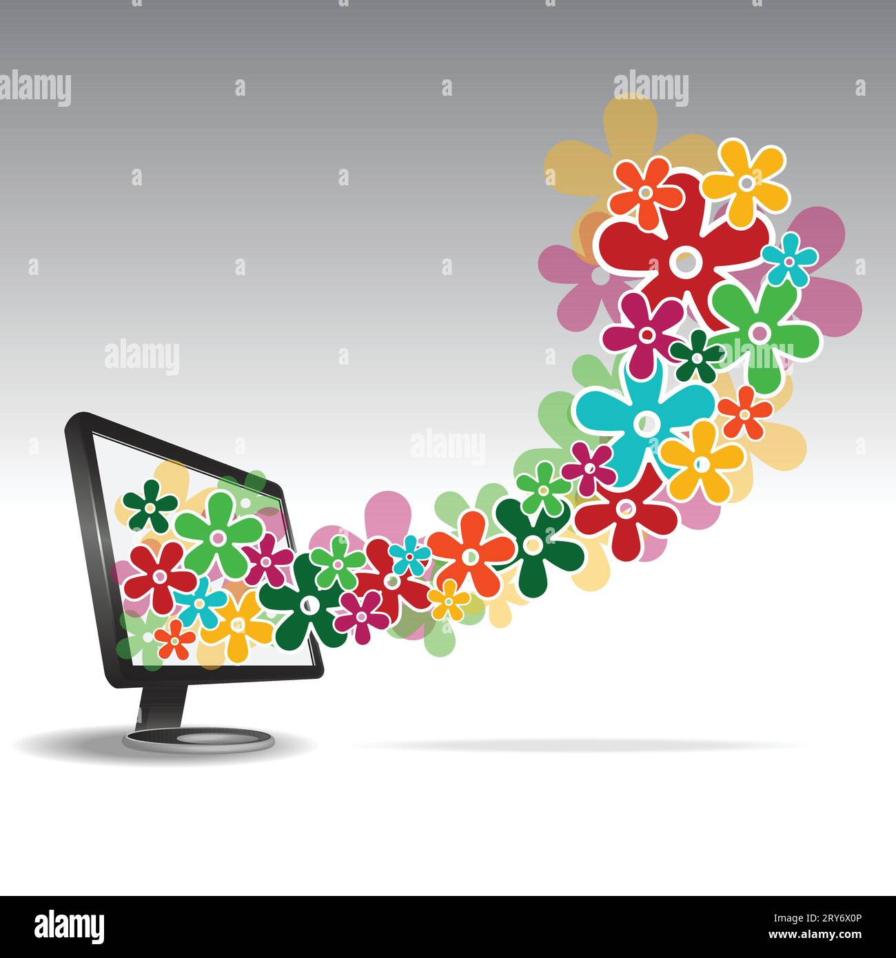 Abstract Background - Flood of Flowers from a Monitor Stock Vector ...
